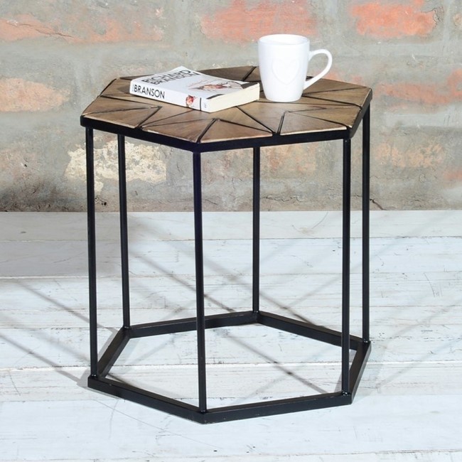 Industrial Hexagon Side Table- Suri - Furniture123