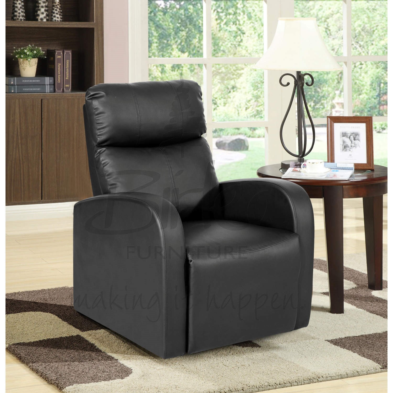 Birlea Furniture Sussex PU Leather Recliner Chair in Black - Furniture123