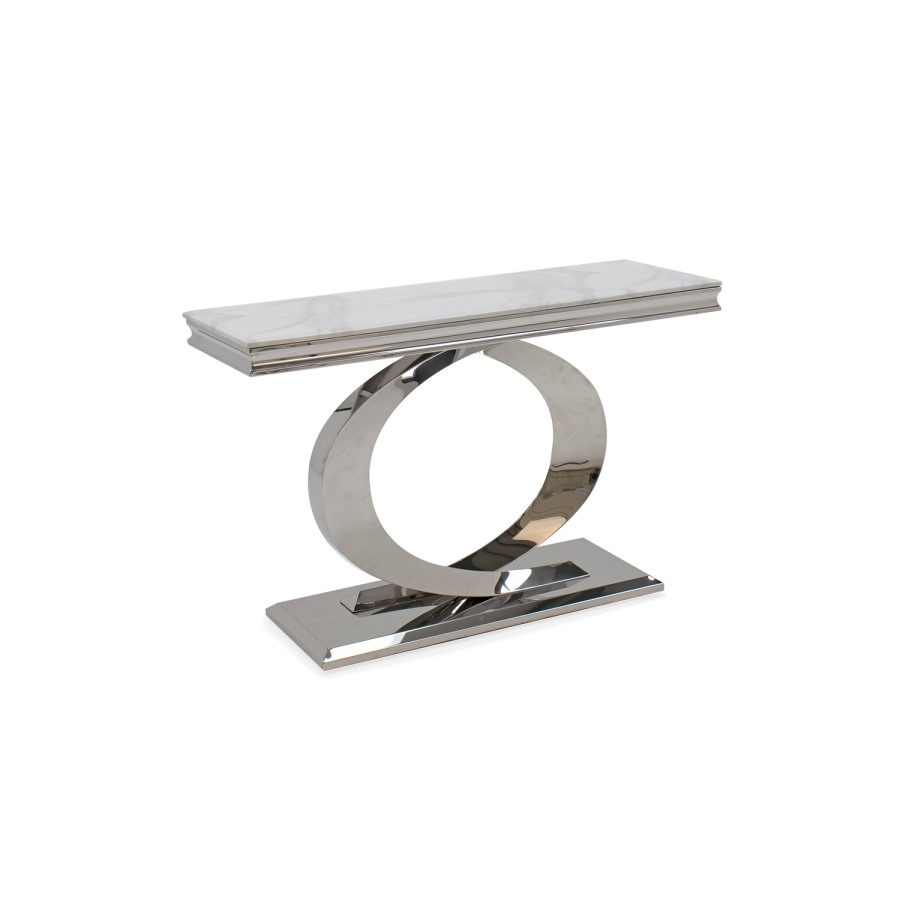 Vida Living Selene Marble Console Table in Bone White - Furniture123