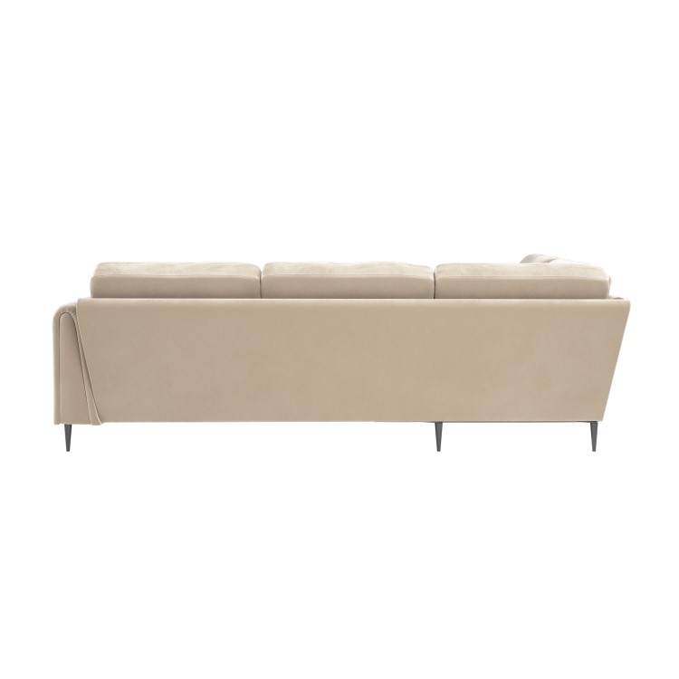Beige Velvet 3 Seater Left Hand Facing Corner Sofa - Tahlia - Furniture123