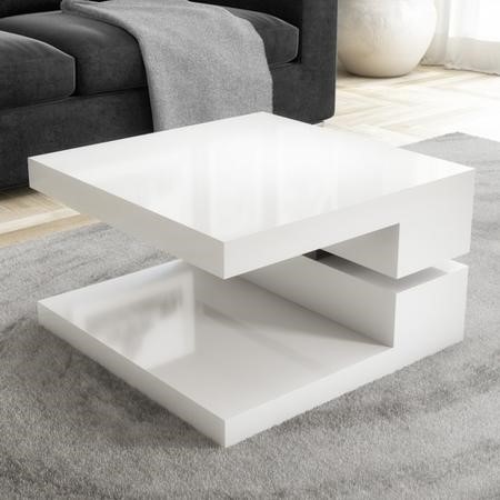 White Gloss Coffee Table with Rotating Top - Tiffany - Furniture123