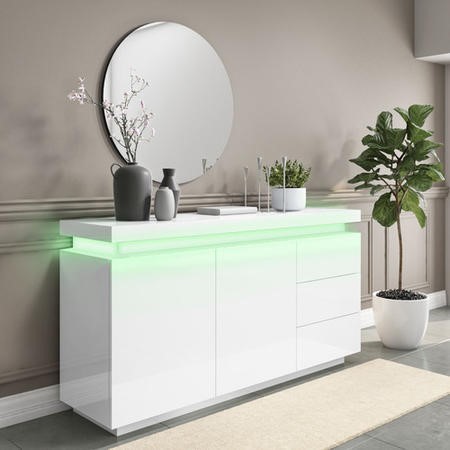 Large White Gloss Sideboard with LEDs Vivienne Furniture123