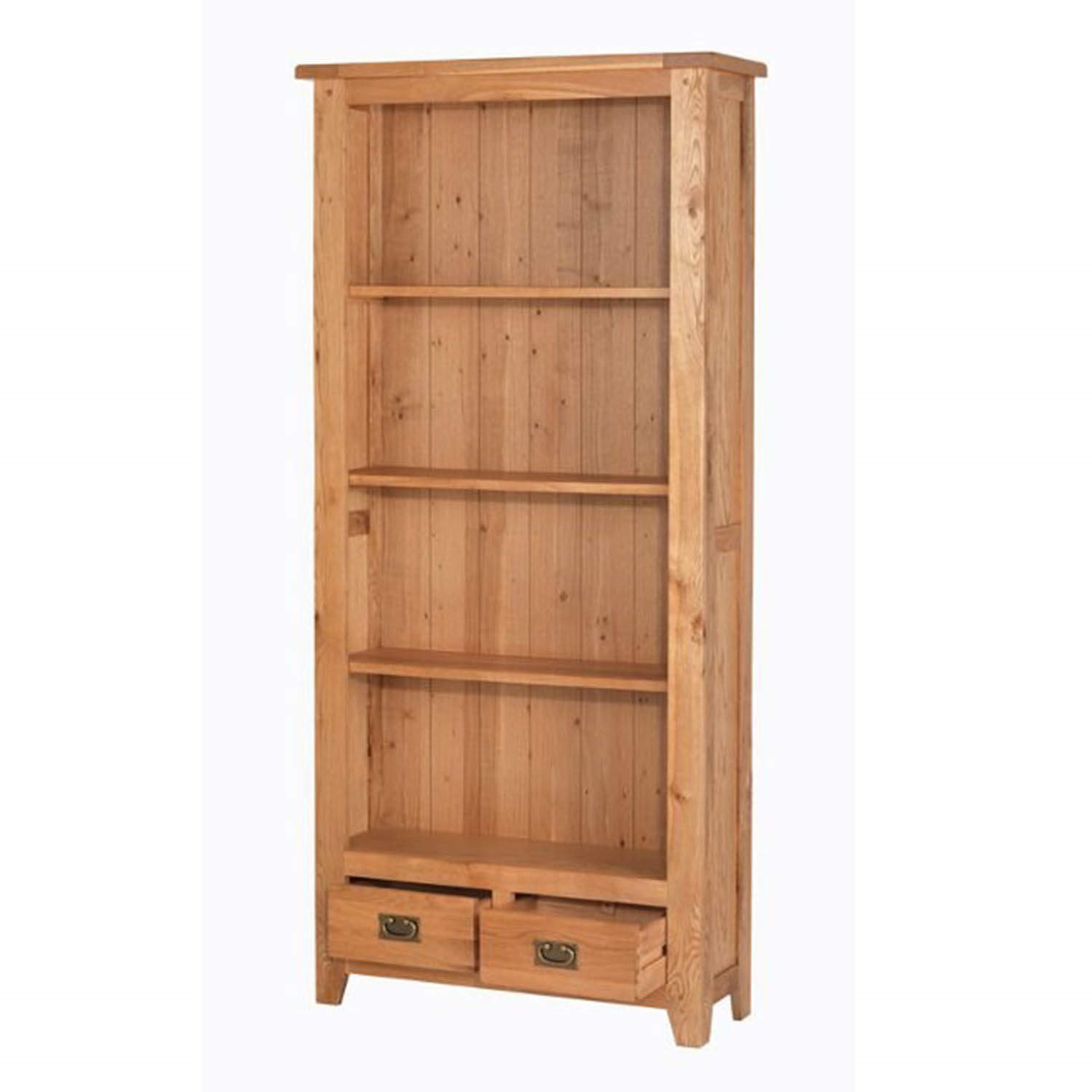 Heritage Furniture Cherbourg Rustic Oak Tall Bookcase With Drawers ...