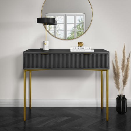 Valencia High Gloss Dressing Table In Anthracite Grey - Furniture123