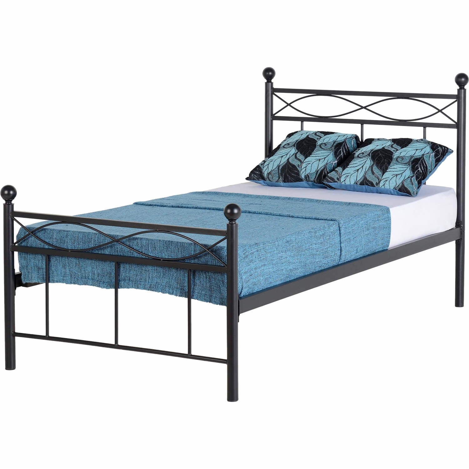 Seconique Corbin Single Bed Frame in Black - Furniture123