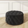 Large Dark Grey Velvet Chesterfield Pouffe Stool - Xena - Furniture123
