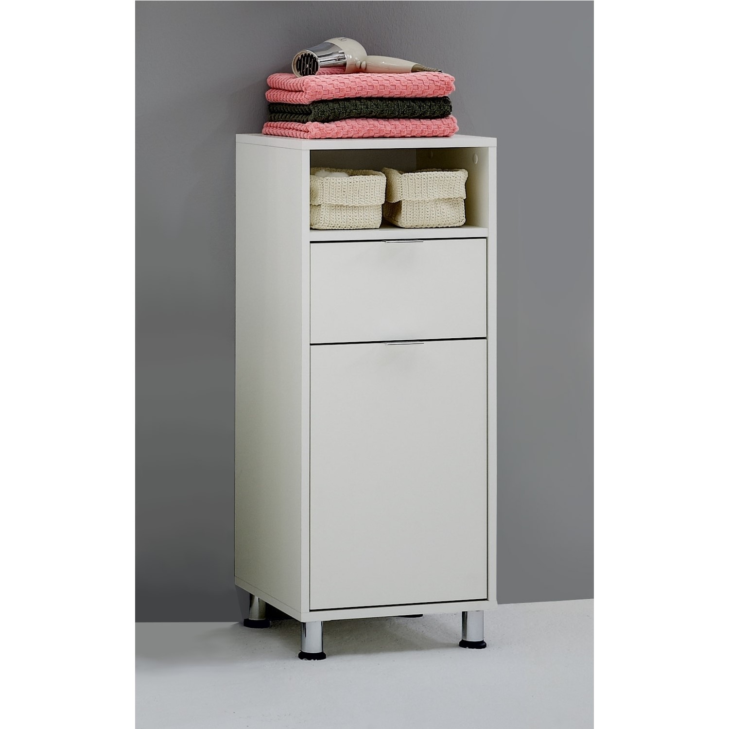 Zamora White Free Standing Bathroom Cabinet - Furniture123