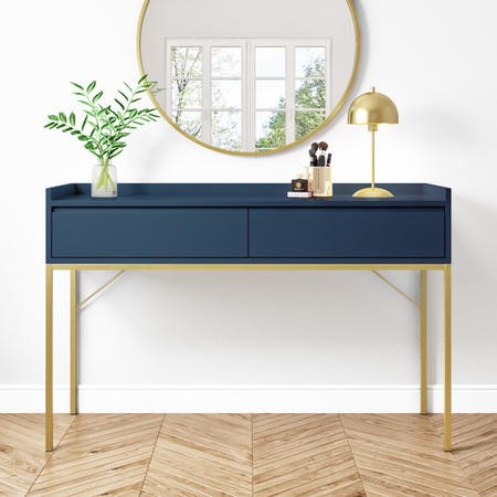 Navy Blue Modern Dressing Table with 2 Drawers - Zion - Furniture123