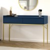 Navy Dressing Table with 2 Drawers and Gold Legs - Zion - Furniture123
