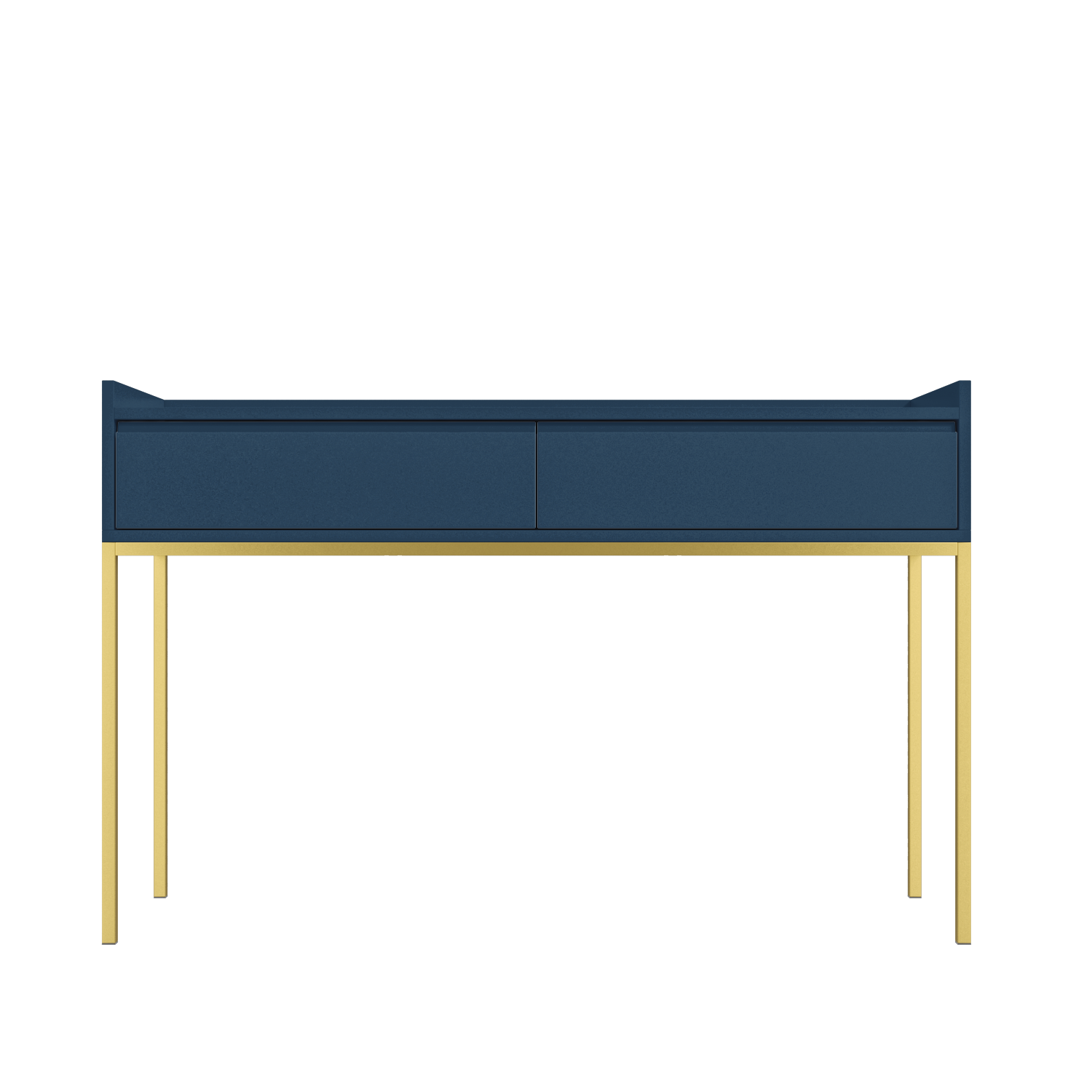 Navy Dressing Table with 2 Drawers and Gold Legs - Zion - Furniture123