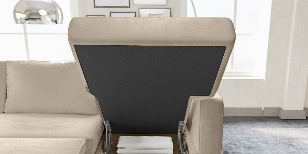 Cream Fabric Corner Sofa Bed with Storage - Seats 4 - Boe - Furniture123